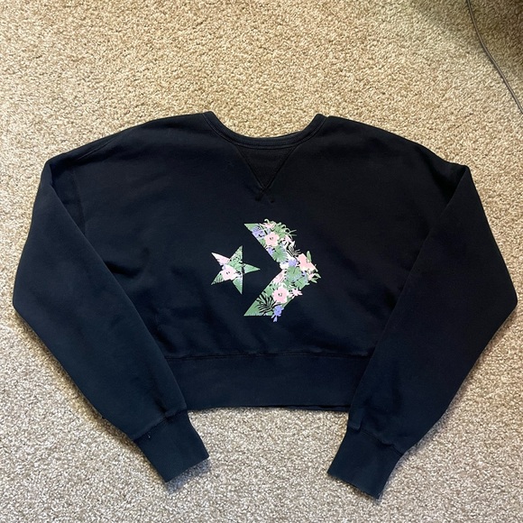 Converse | Sweaters | Converse Black Cozy Sweater With Tropical Floral ...